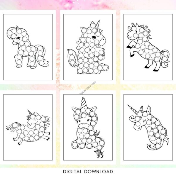 Unicorn Dot Marker Printables Activity Book Bprintable Unicorn Dot Marker Printables Activity Book Bprintable