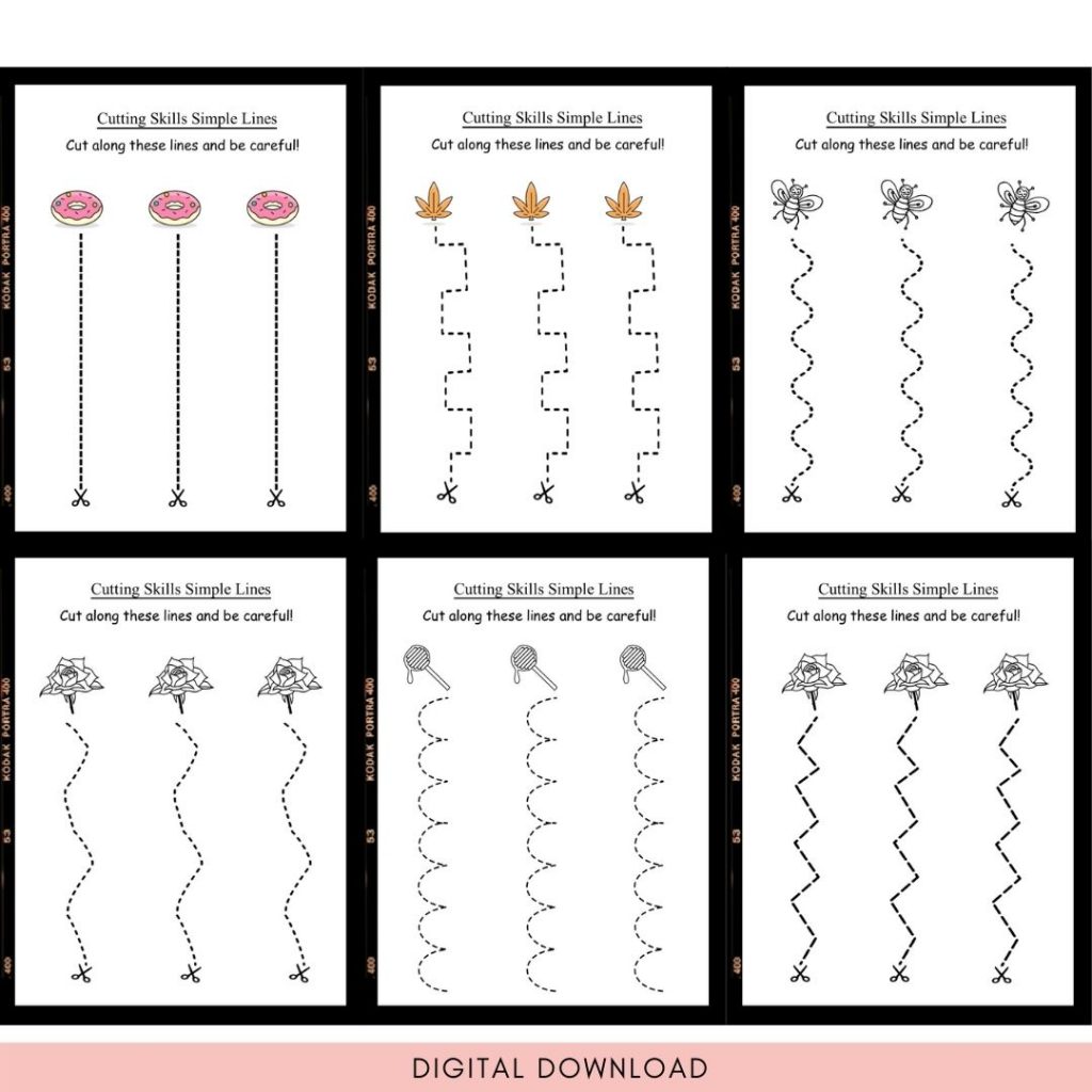 Scissor Worksheets - Cutting Practice for Kids BPrintable.