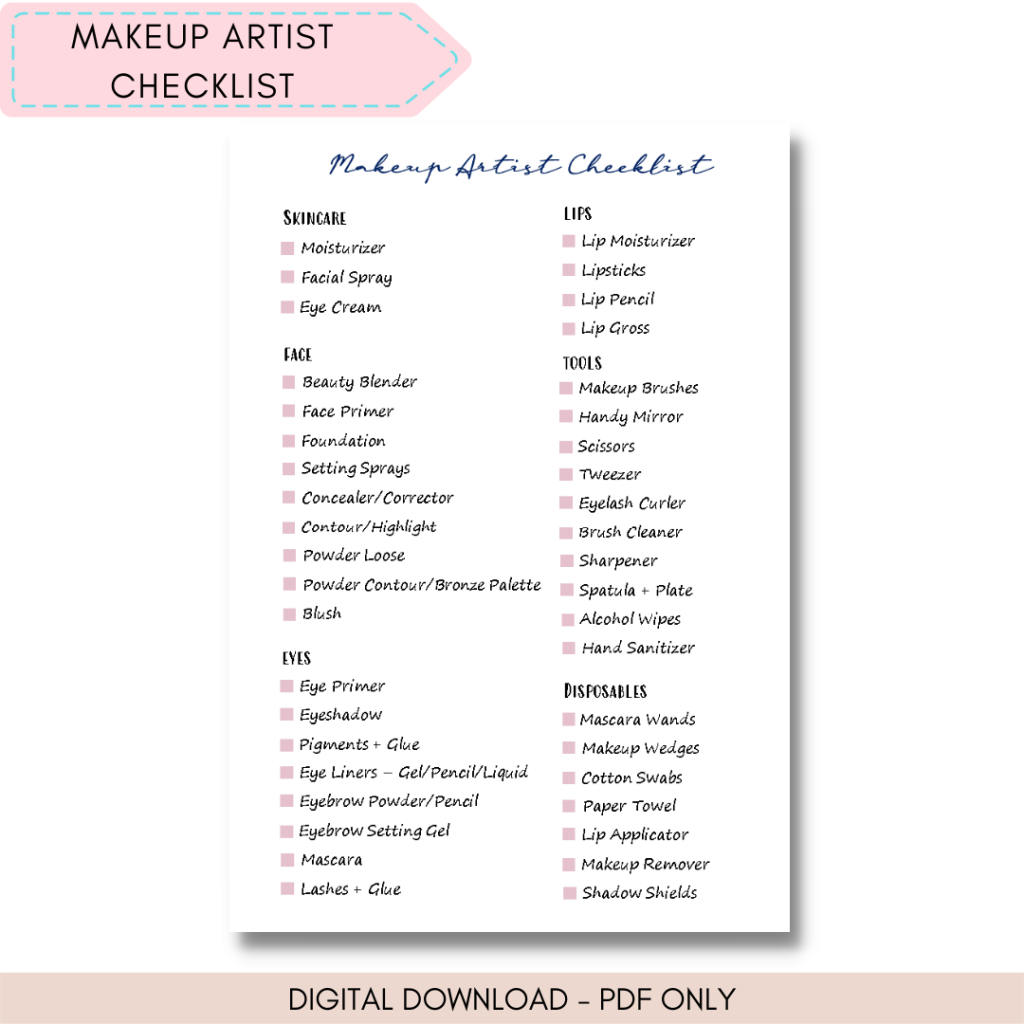 Makeup Charts Book & Journal | Artist Checklist