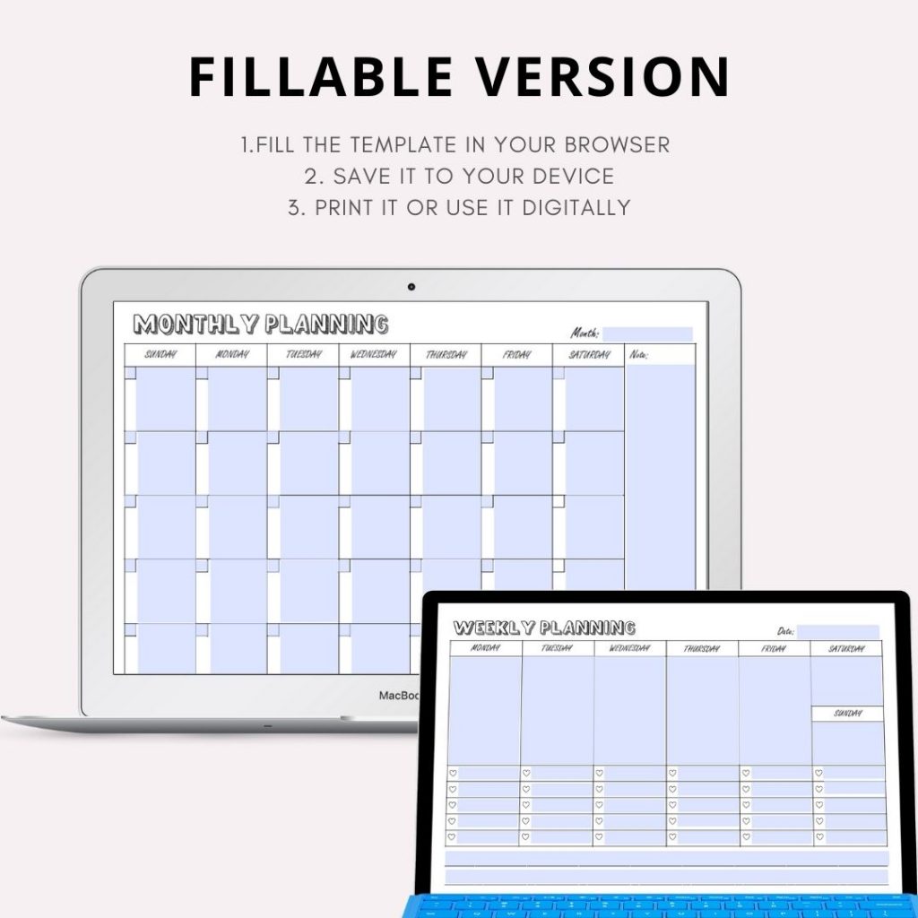 Printable Undated Planner Templates - Monthly & Weekly