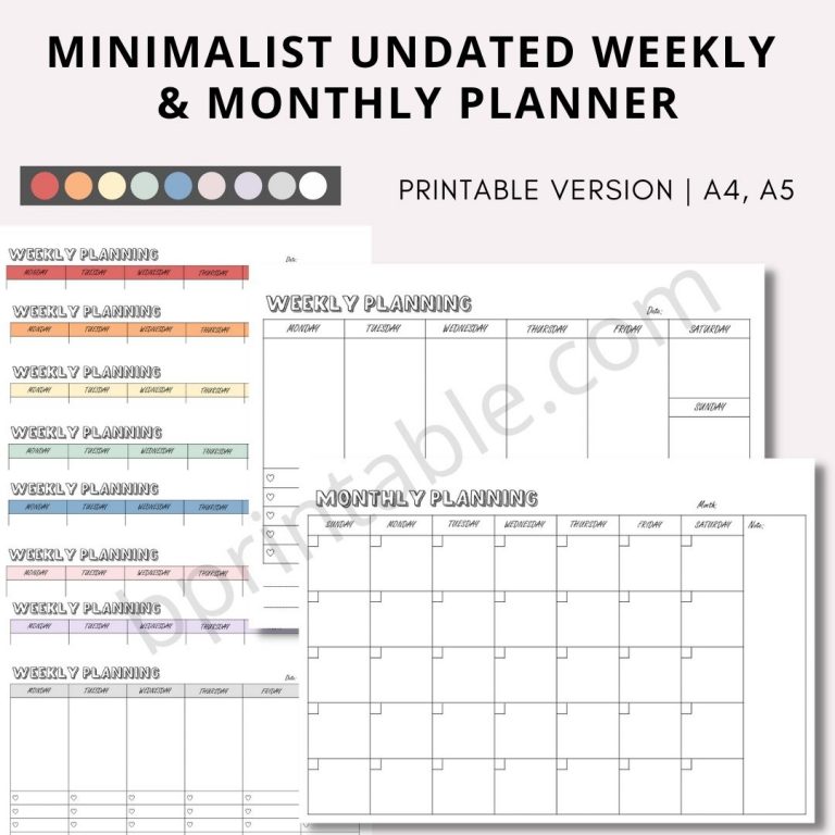Printable Undated Planner Templates - Monthly & Weekly