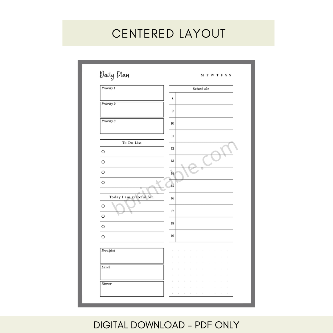 12-Hour Daily Planner - BPrintable