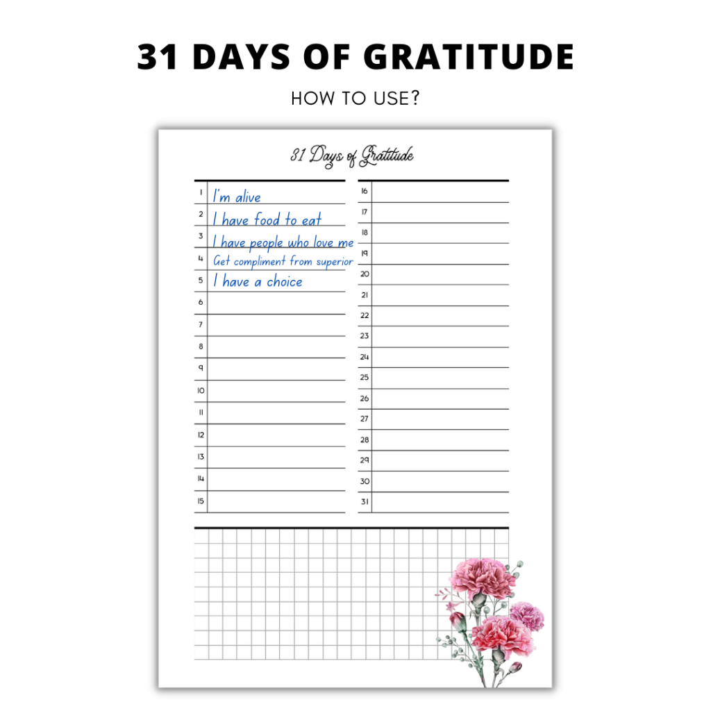 31 Days of Gratitude Template - BPrintable