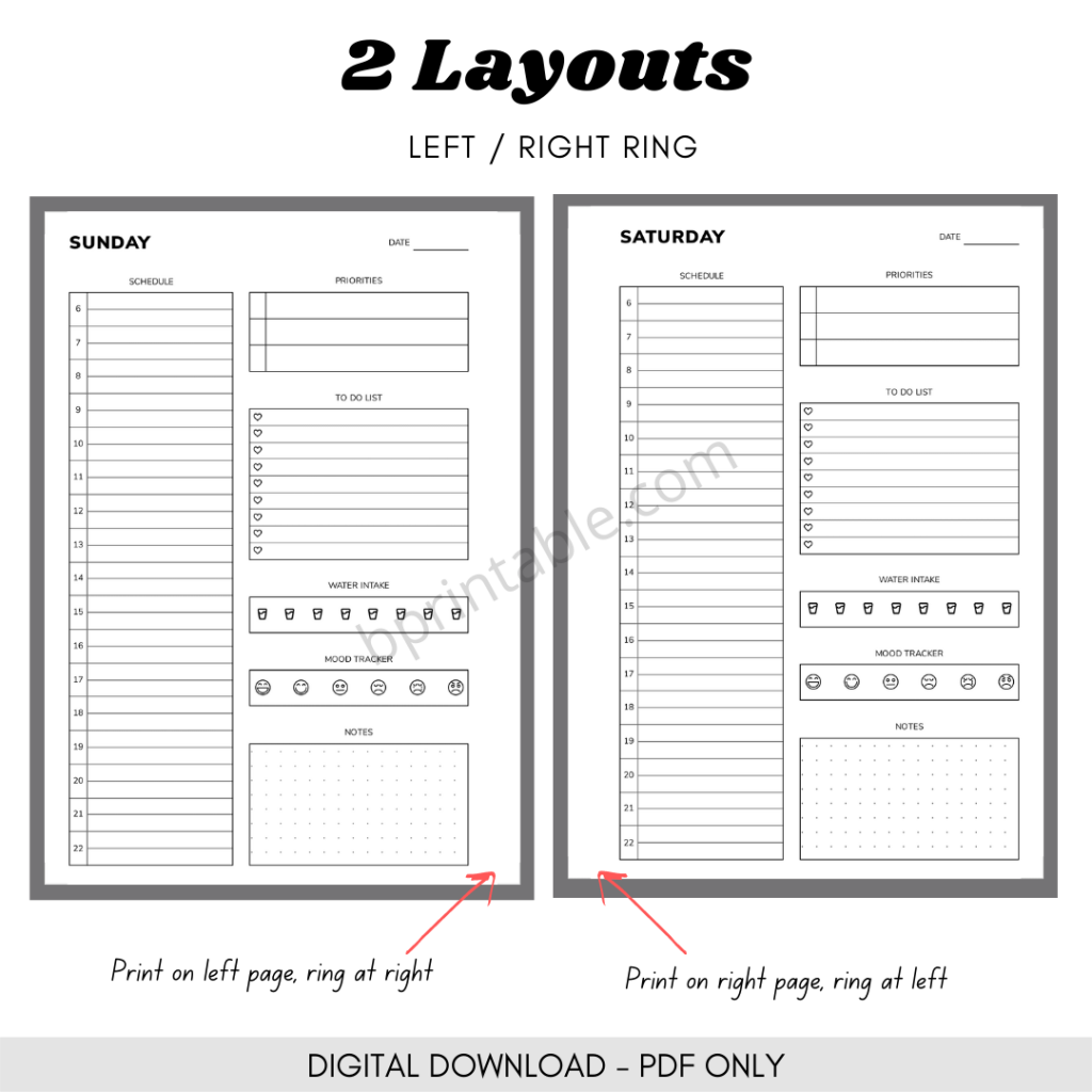 7-Days Daily Planner - BPrintable!