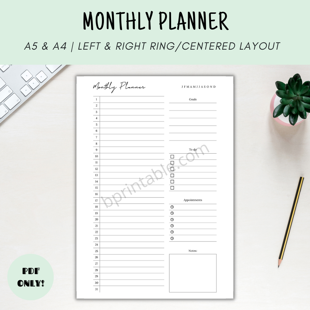 Monthly Planner Template - Bprintable