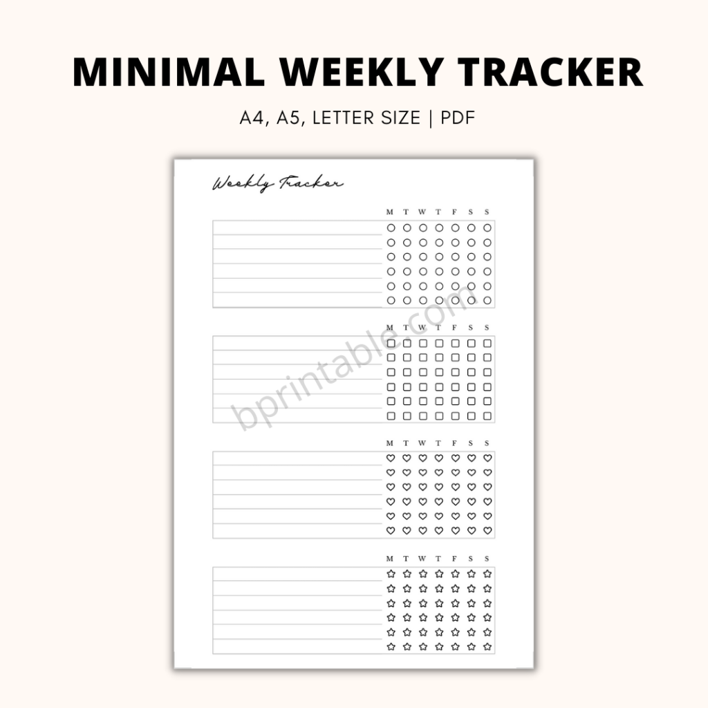 Weekly Tracker Planner Template | BPrintable