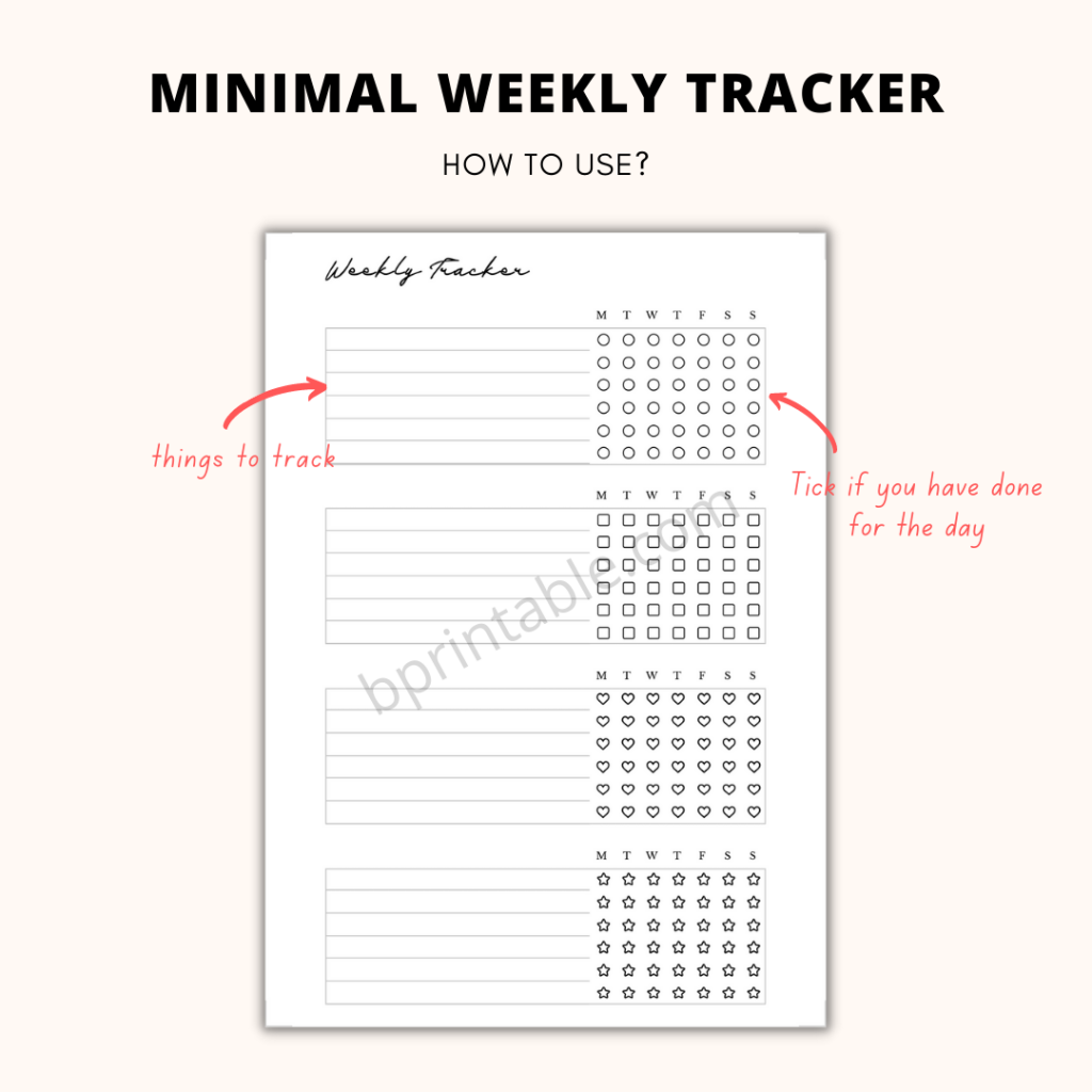 Weekly Tracker Planner Template | BPrintable