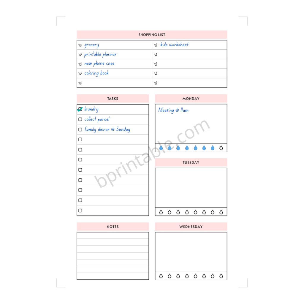 Weekly Planner in 2 Pages - Stay Organized | BPrintable