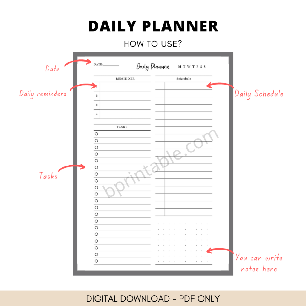 Daily Planner Design, Stylish & Functional | BPrintable Shop