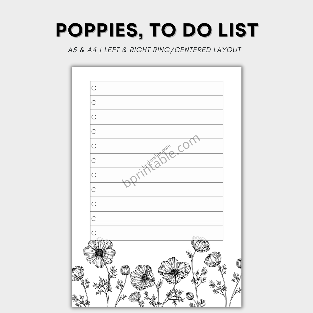 Poppies To-Do List Template Beautifully Designed Task Planner