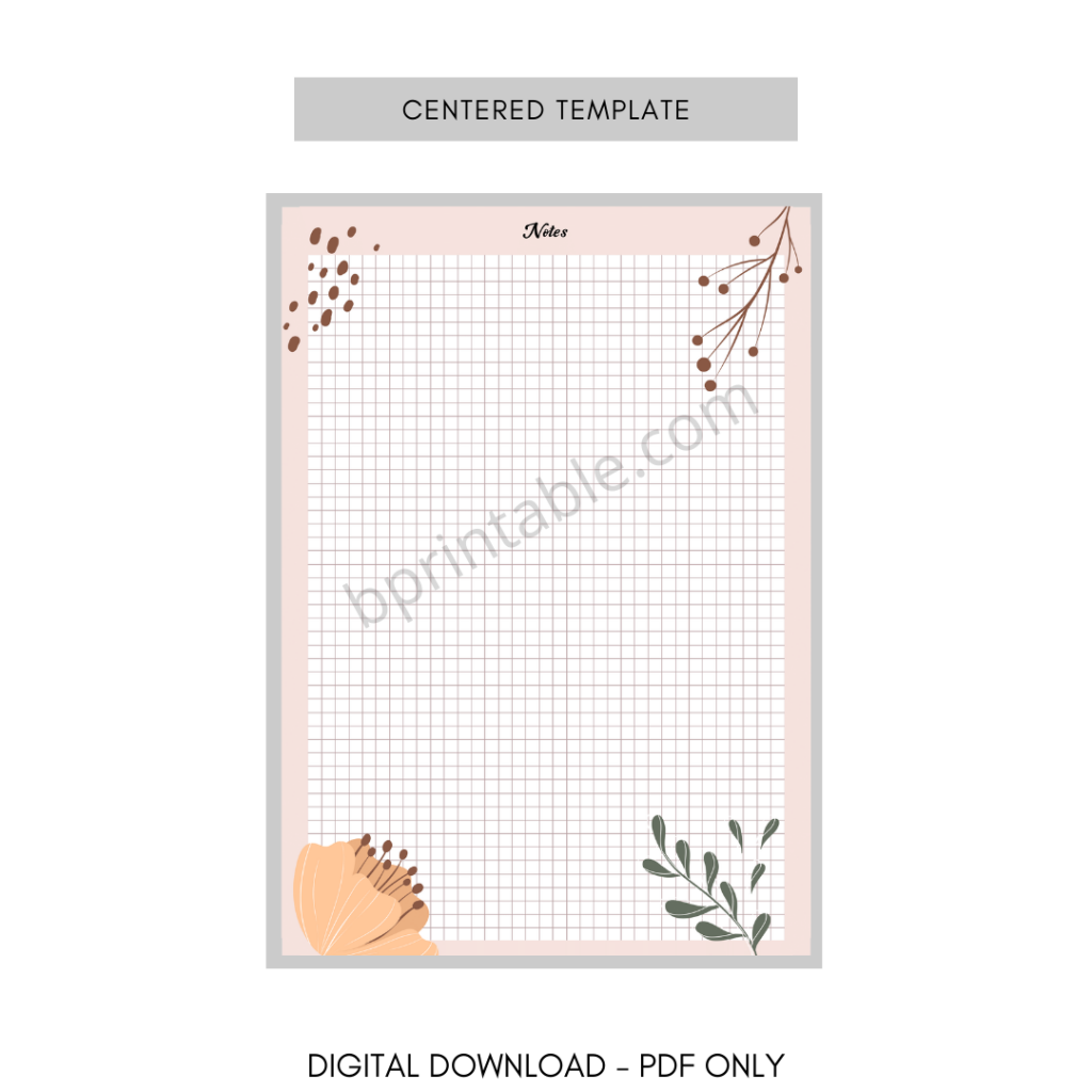 Grid Notes Blush Design | Elegant & Versatile Notepad - bprintable