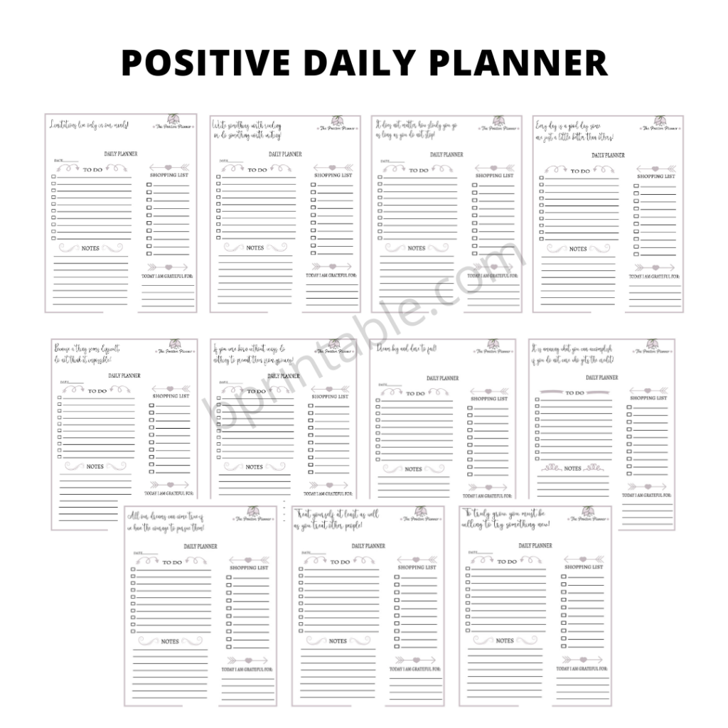 Every day Planner Template – Stay Positive & Organized