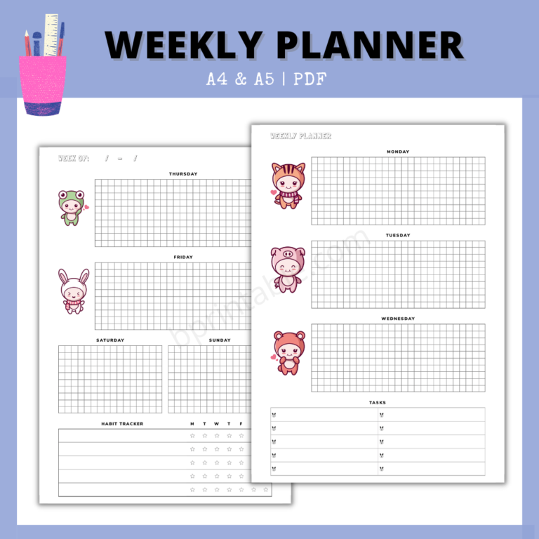 Printable Weekly Overview - Kawaii Series Planner