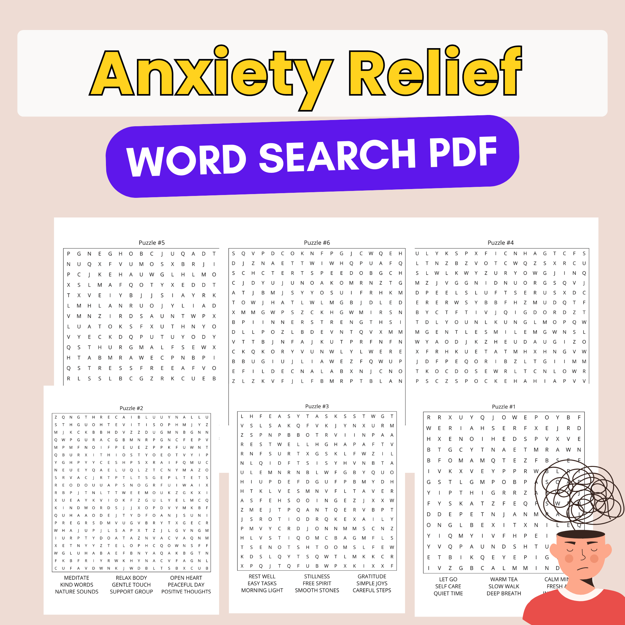 Anxiety Word Search for Adults